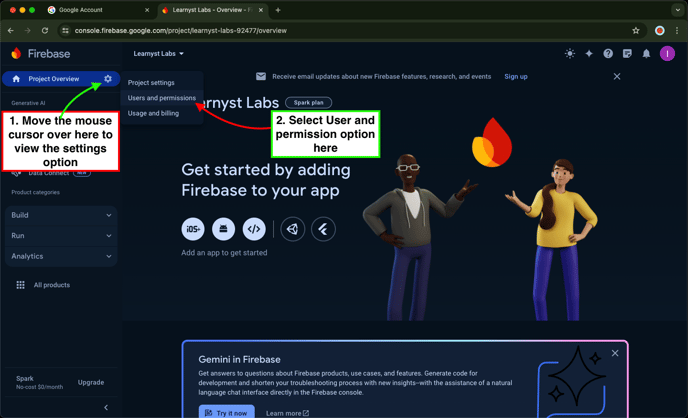 How to create and Grant Firebase Account Access to Learnyst